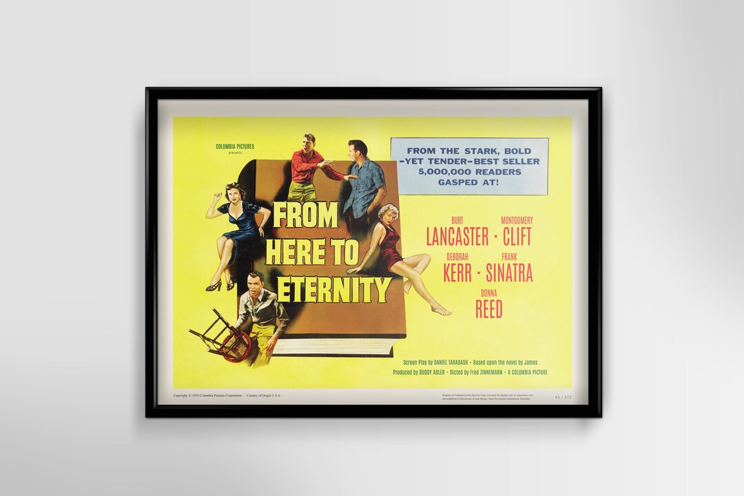 From Here to Eternity 1953: Montgomery Clift, Frank Sinatra Restored Premium Wooden Black Framed ...