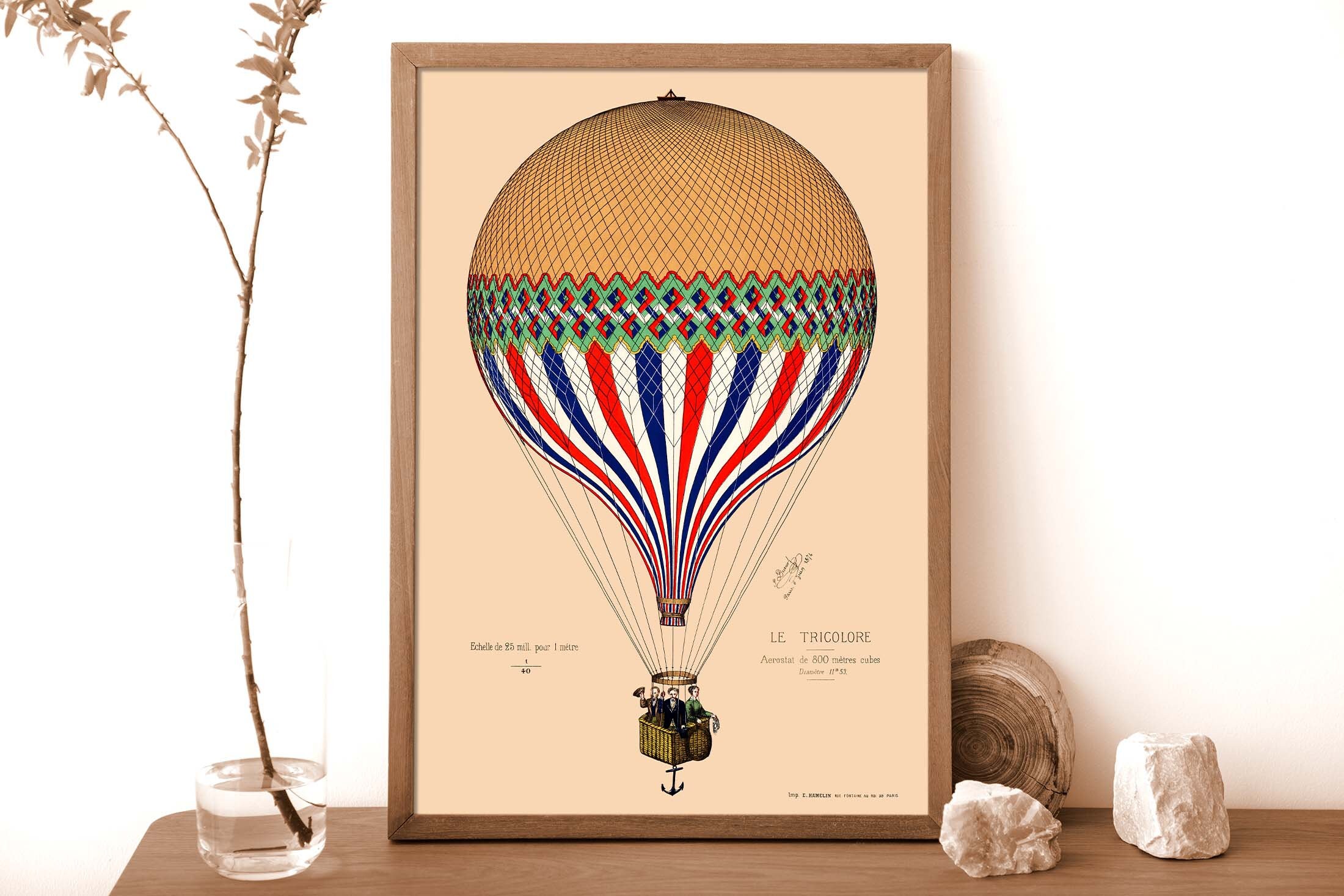 Vintage French Balloon Poster, Downloadable Art Print, Instant Download ...