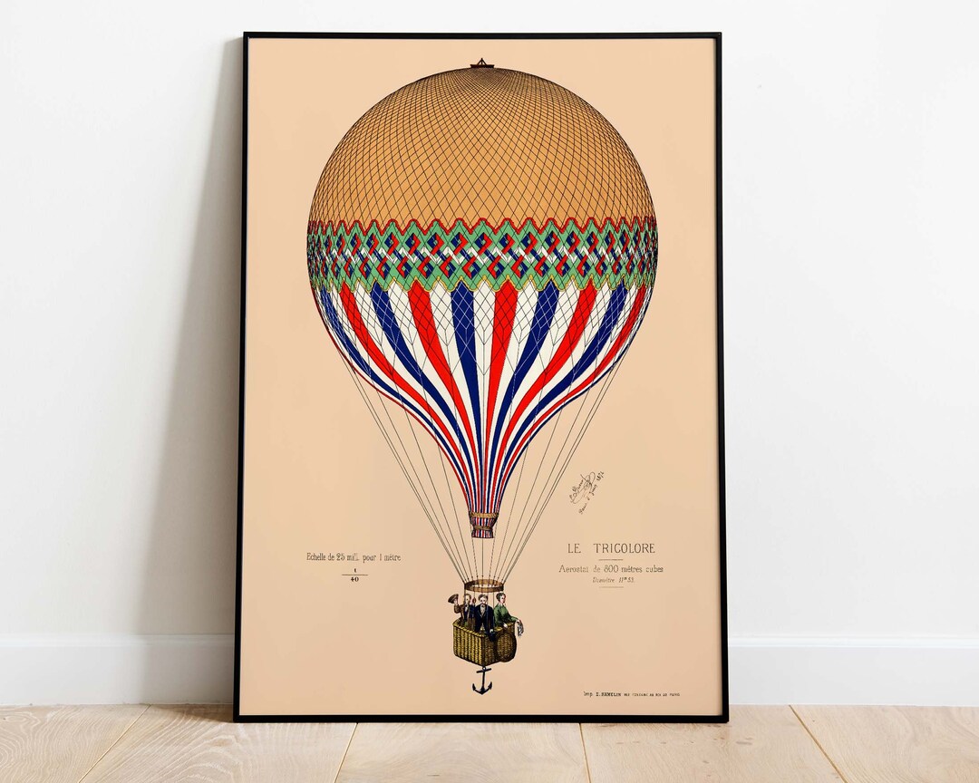 Vintage French Balloon Poster, Downloadable Art Print, Instant Download ...