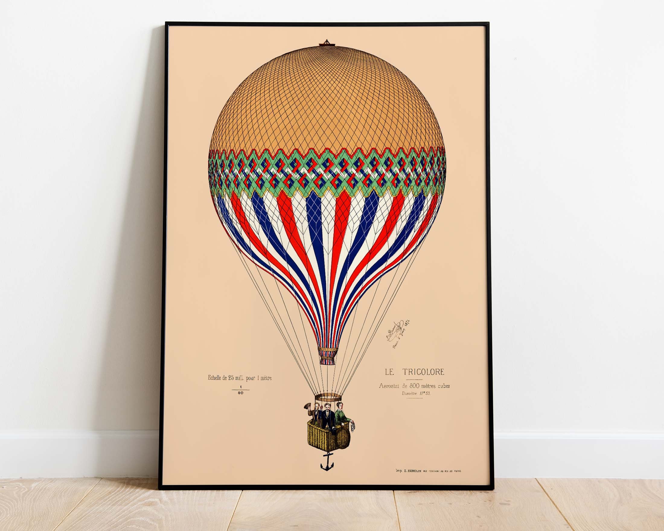 Vintage French Balloon Poster, Downloadable Art Print, Instant Download ...