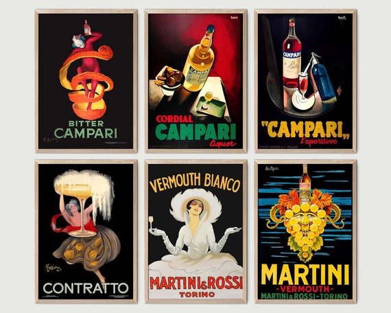 Set of 6 Posters Alcohol Kitchen Posters Vintage Beverage - Etsy
