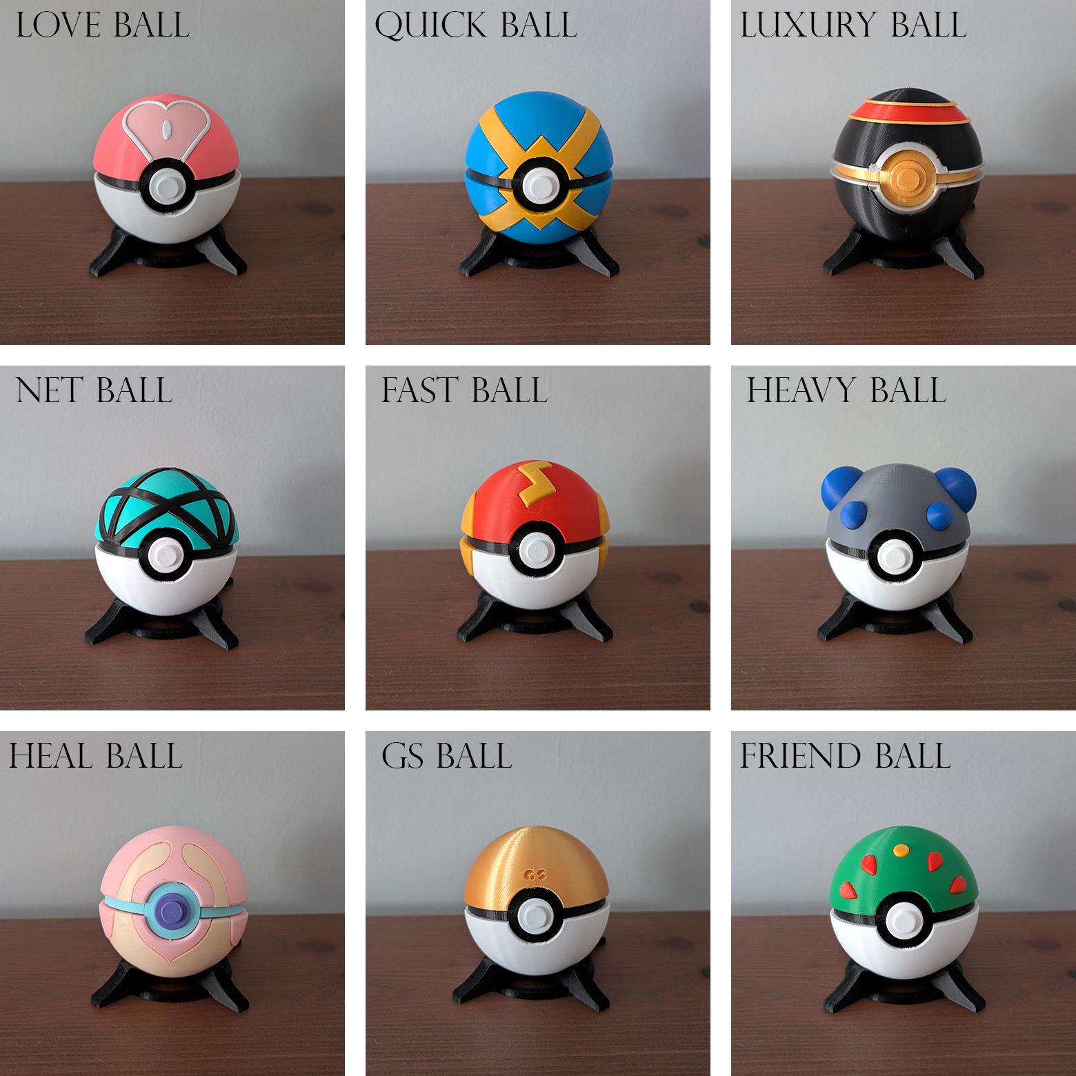 3D Printed Pokeball Collection Customs, Great for Cosplay, Display ...