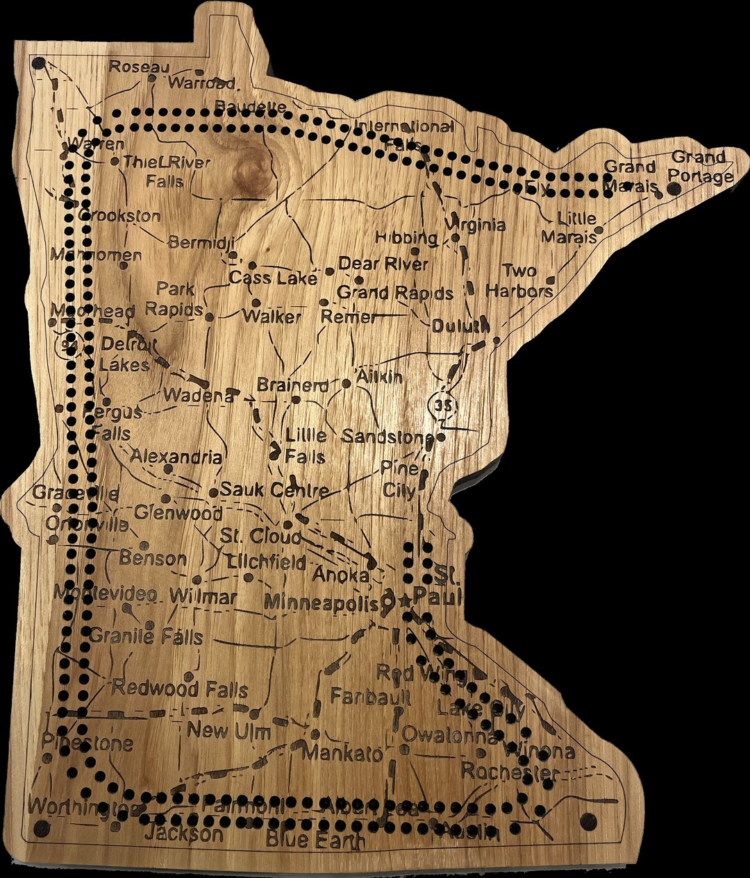 Minnesota Road Map Cribbage Board - Etsy