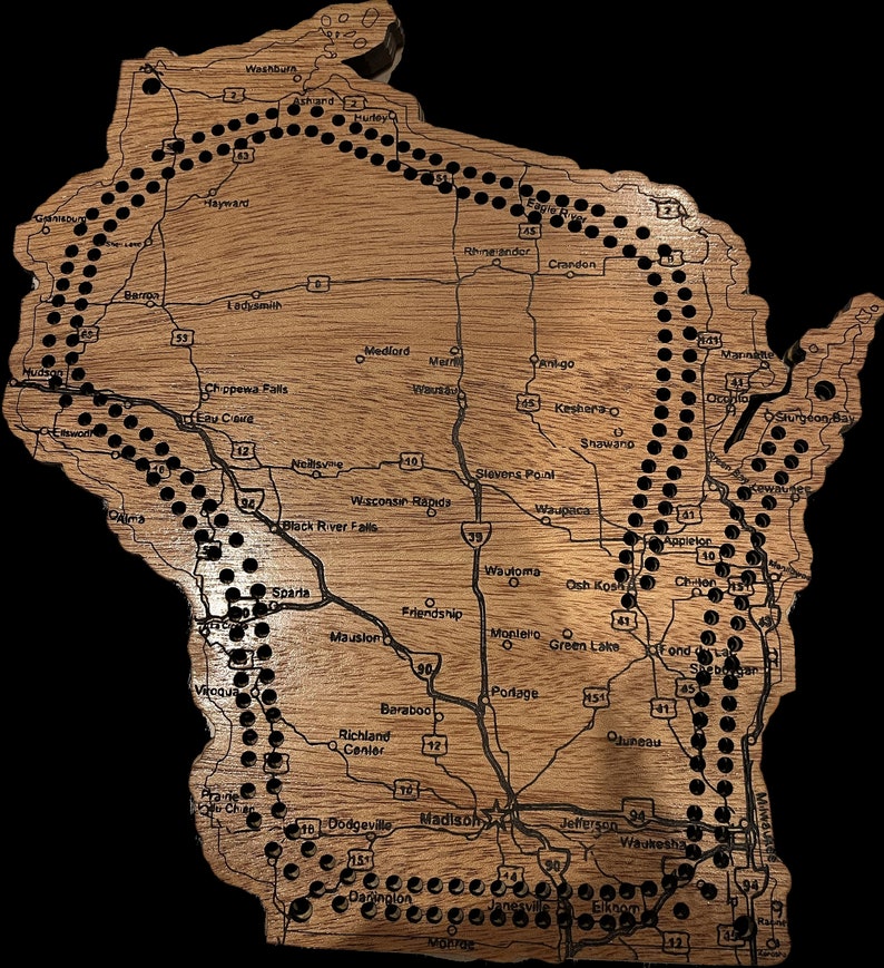 Wisconsin Map Cribbage Board - Etsy