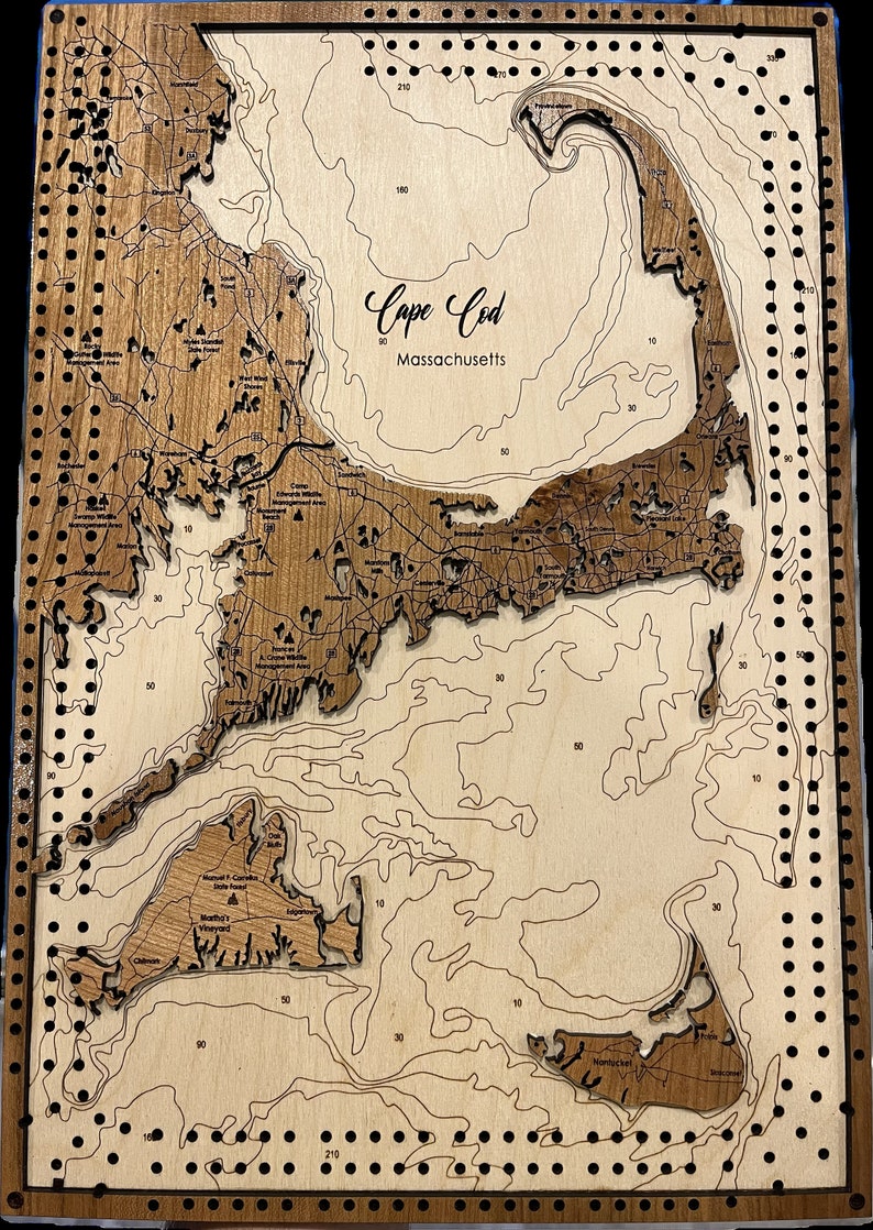 Large 3d Cape Cod Map Cribbage Board - Etsy Australia