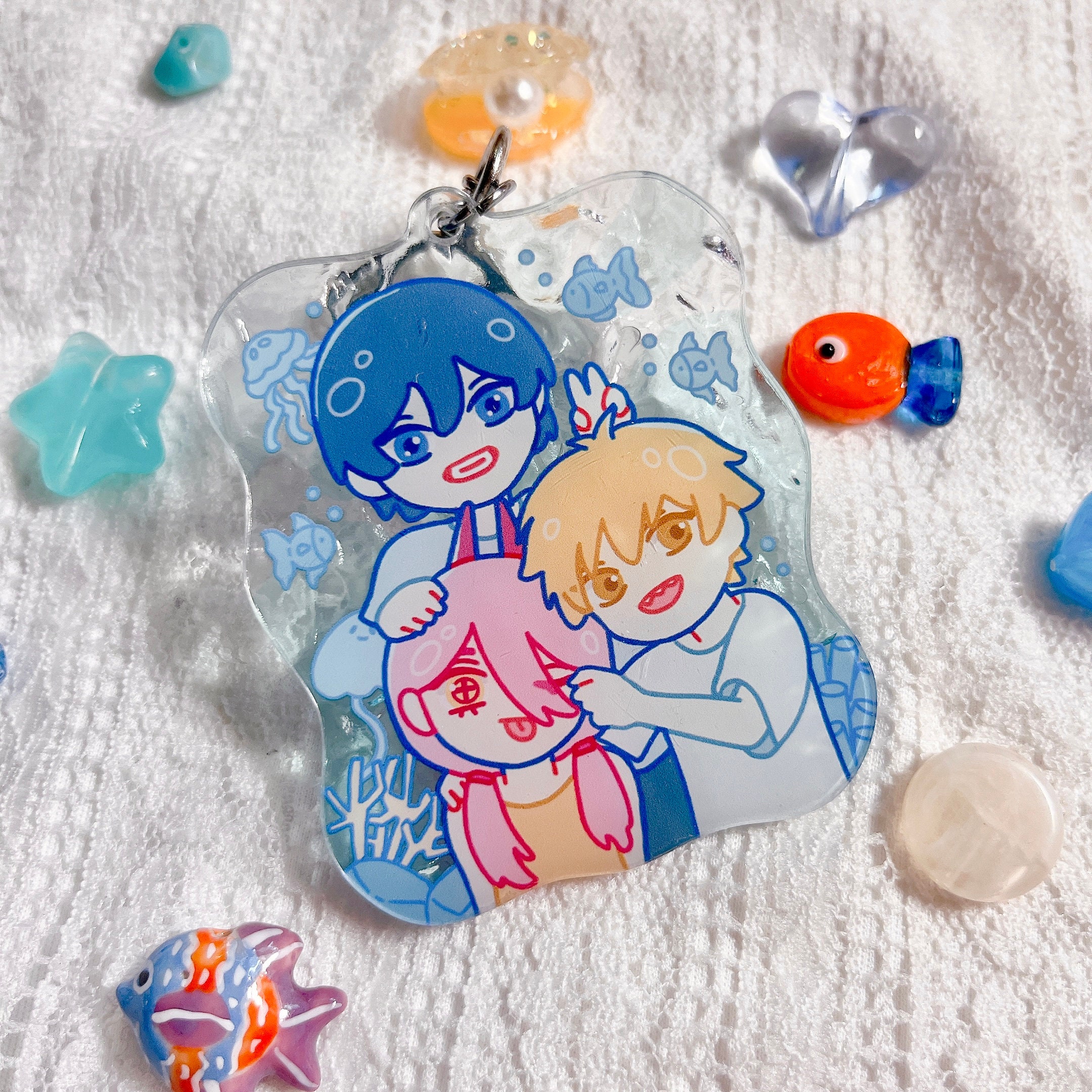 Chainsaw Man Hayakawa Family Aquarium Wavy Acrylic Charm Keychain Aki ...