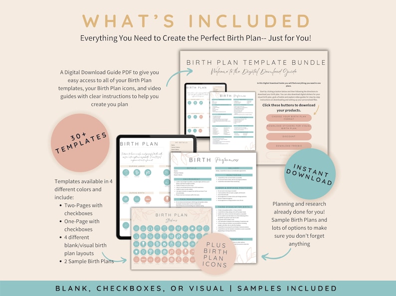 Birth Plan Editable Bundle, Labor and Delivery Plan, Printable Birthing ...