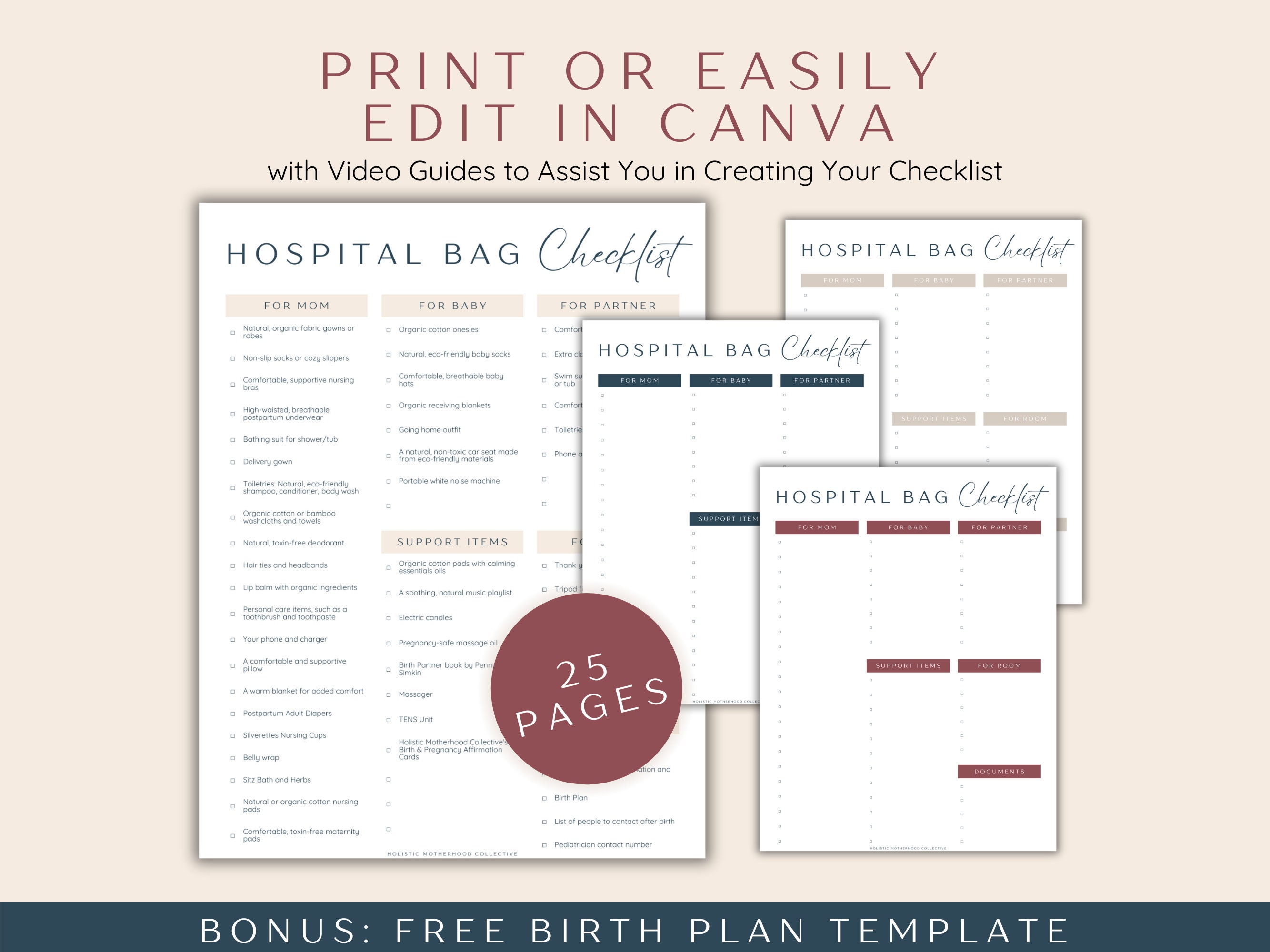 Hospital Bag Checklist Printable, Labor and Delivery Packing List ...
