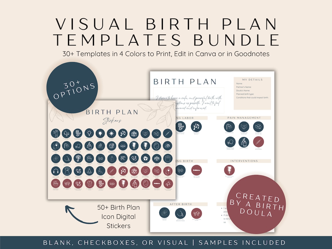 Visual Birth Plan Template, Editable Birth Plan Checklist, Goodnotes ...