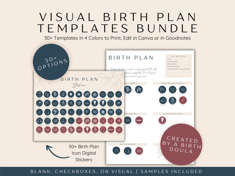 Visual Birth Plan Template, Editable Birth Plan Checklist, Goodnotes ...