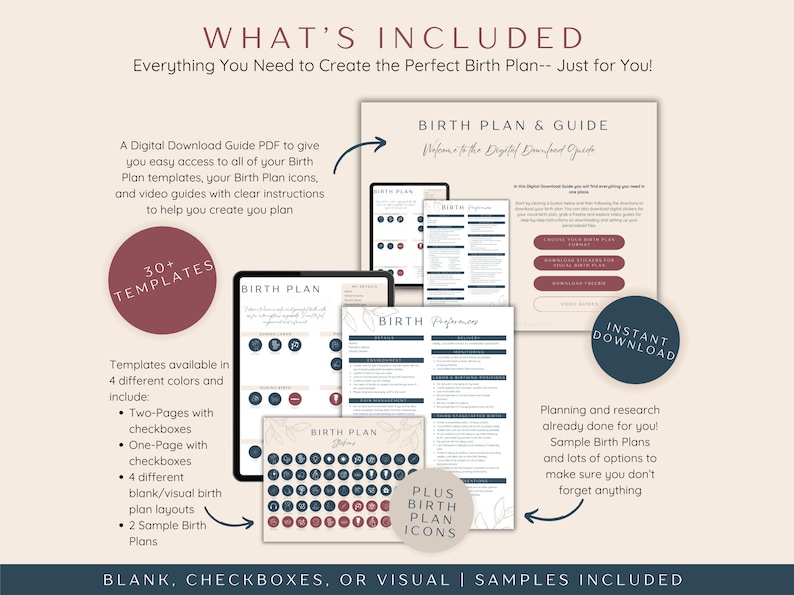 Visual Birth Plan Template, Editable Birth Plan Checklist, Goodnotes ...