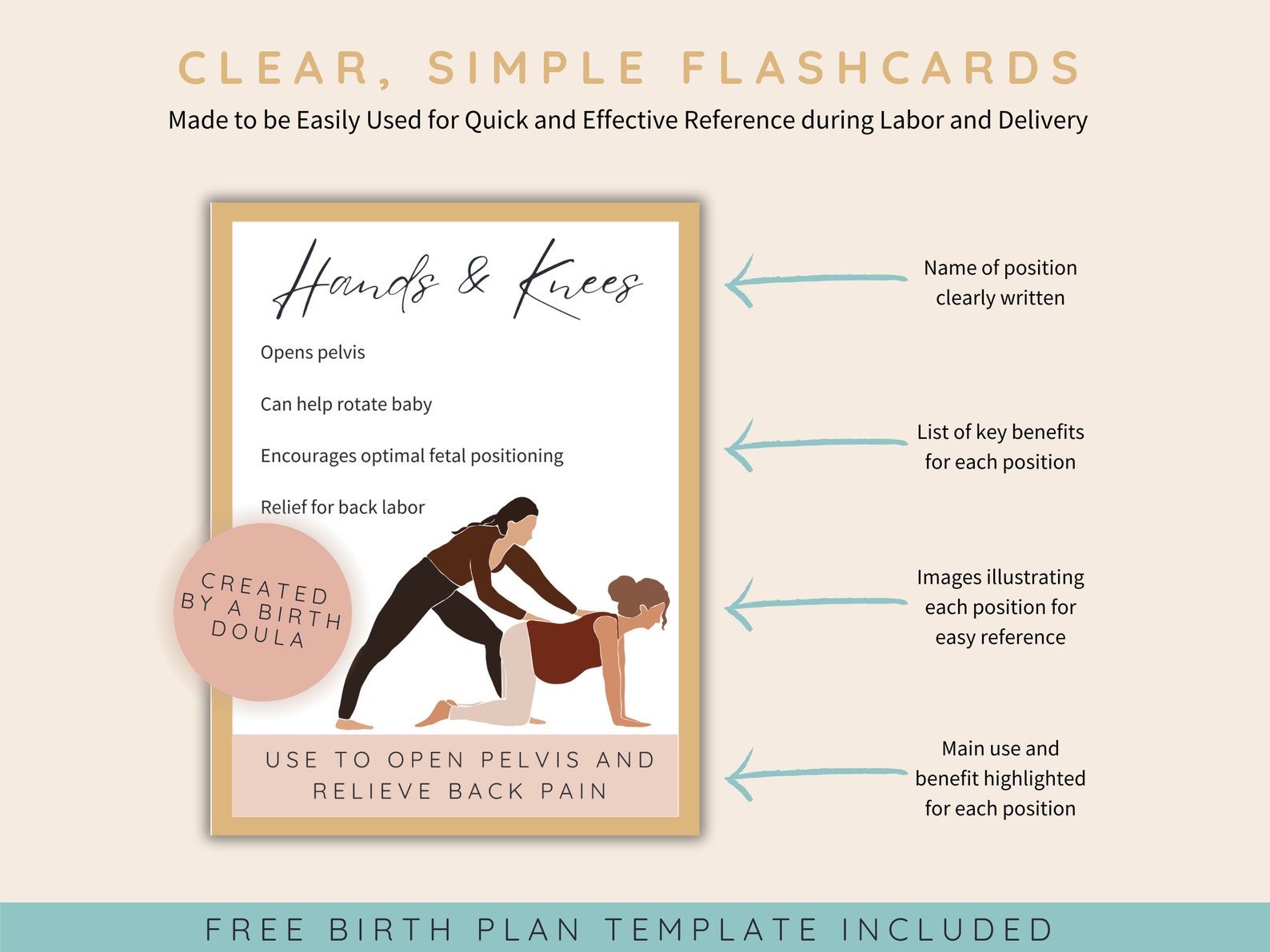 Labor Position Flashcards Bundle, Printable Birth Position Cards, Labor ...