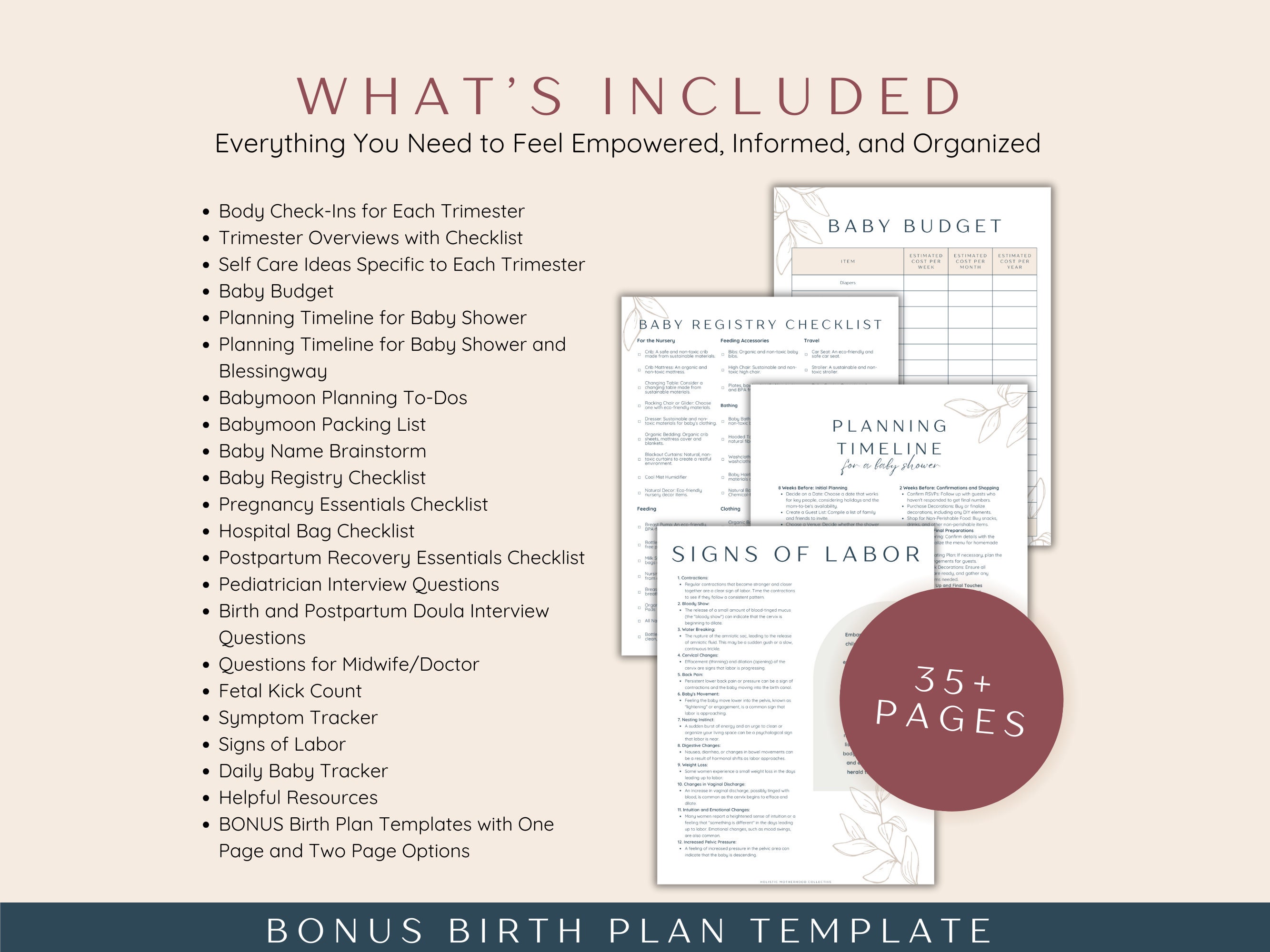 Pregnancy Checklist Bundle, Printable Pregnancy Planner to Do Lists ...