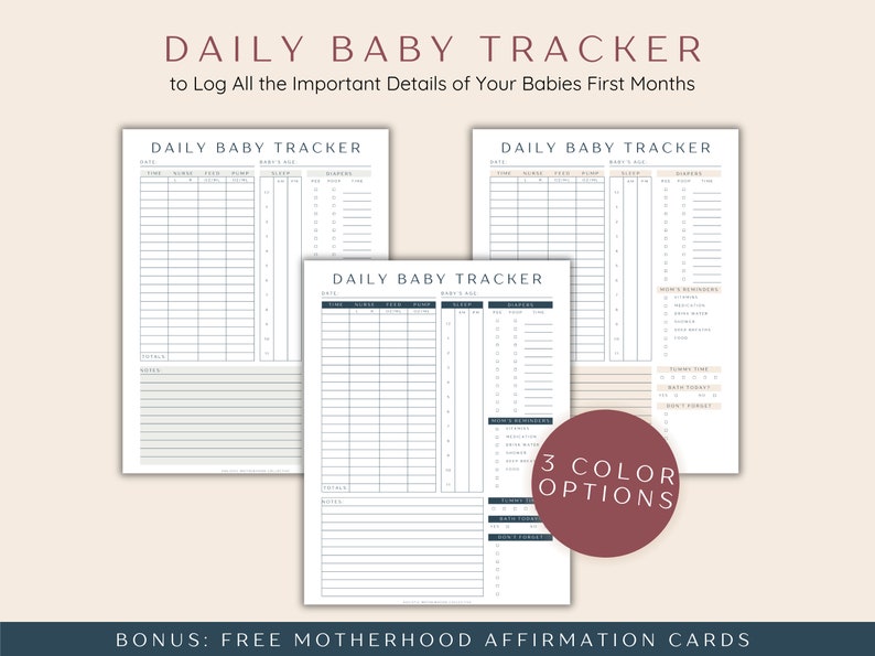 Baby Tracking Log Printable, Daily Newborn Routine Tracker, DIY Infant ...