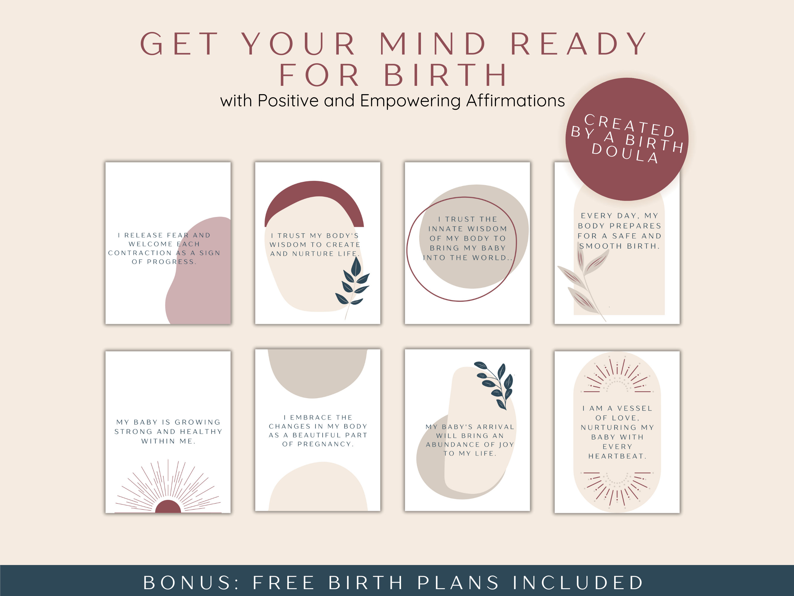Birth Affirmation Cards, Positive Birth and Pregnancy Affirmations ...