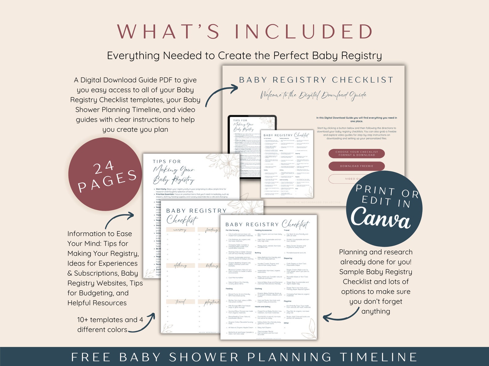 Baby Registry Checklist Printable, New Baby Essentials List Edit in ...