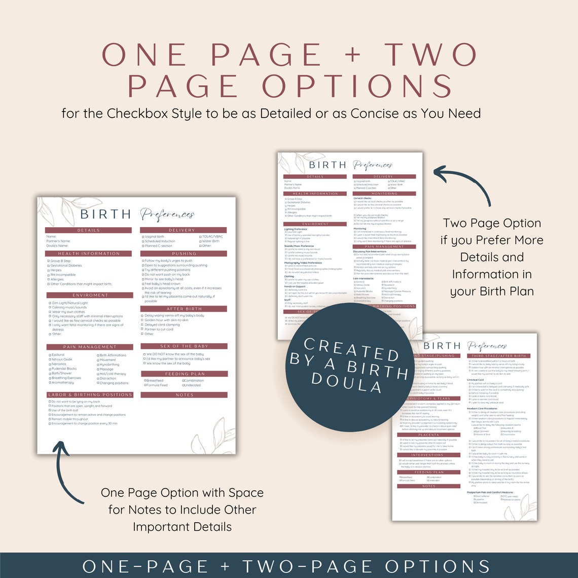 Birth Plan, Printable Birth Plan Template, Natural Birth Plan, Birthing ...