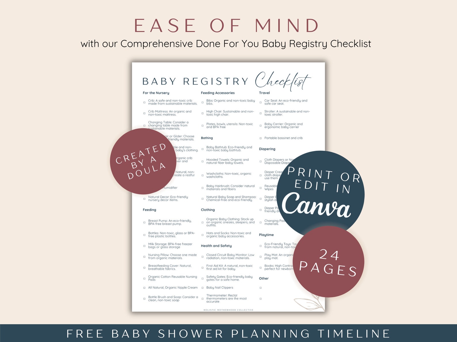 Baby Registry Checklist Printable, New Baby Essentials List Edit in ...