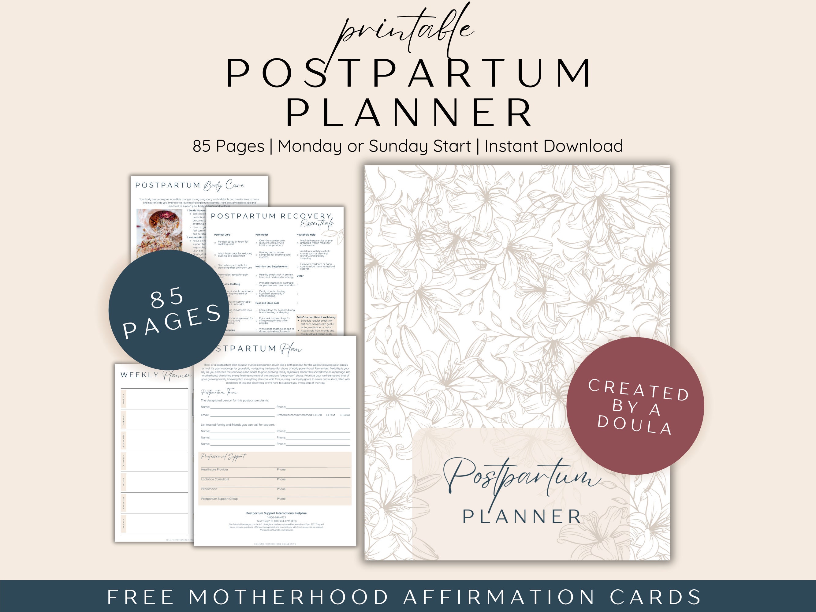Printable Postpartum Plan Workbook, Postpartum Planner and Worksheets ...