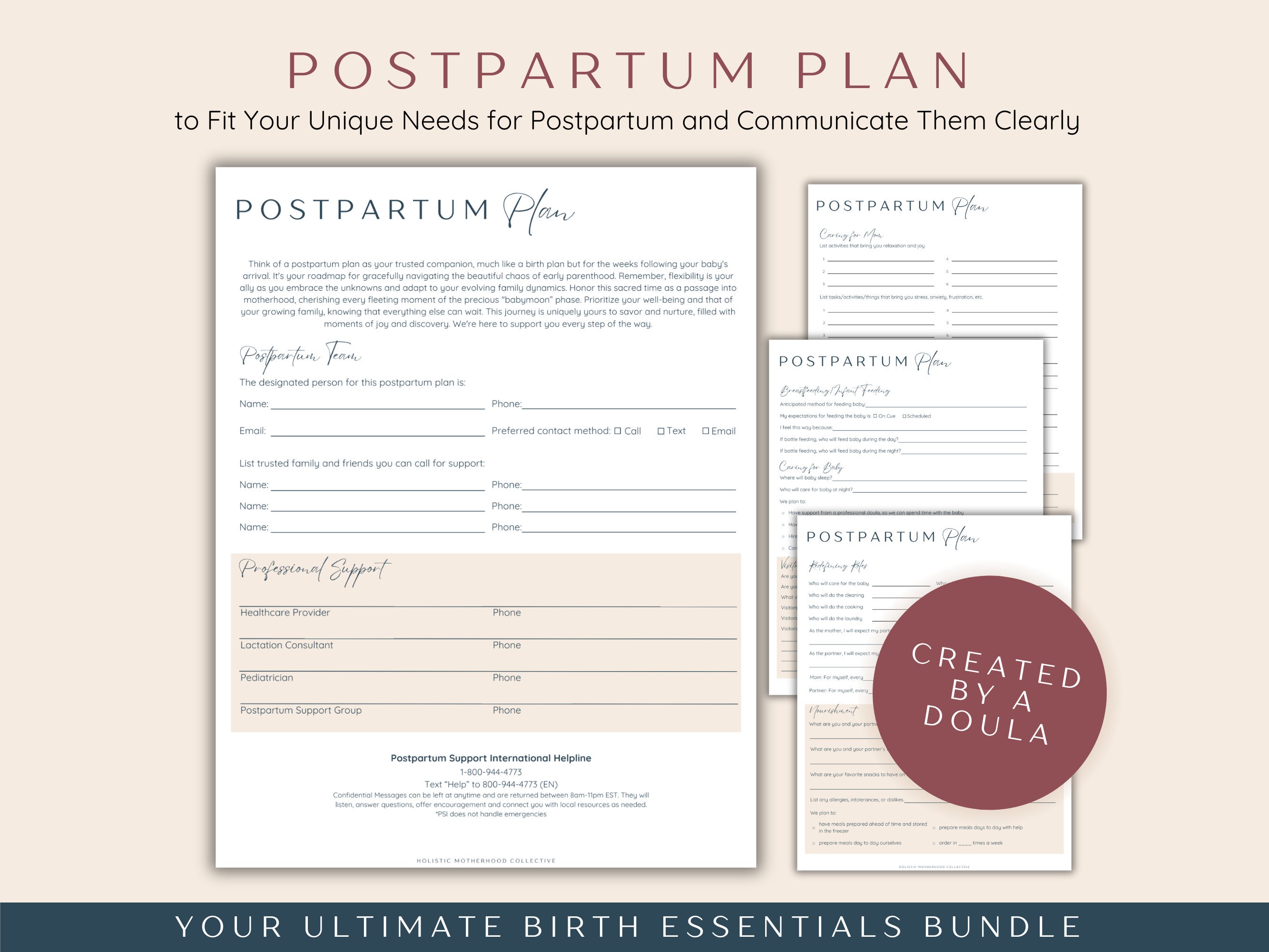 Birth Plan Template and Postpartum Planner Printable Bundle, Birth ...