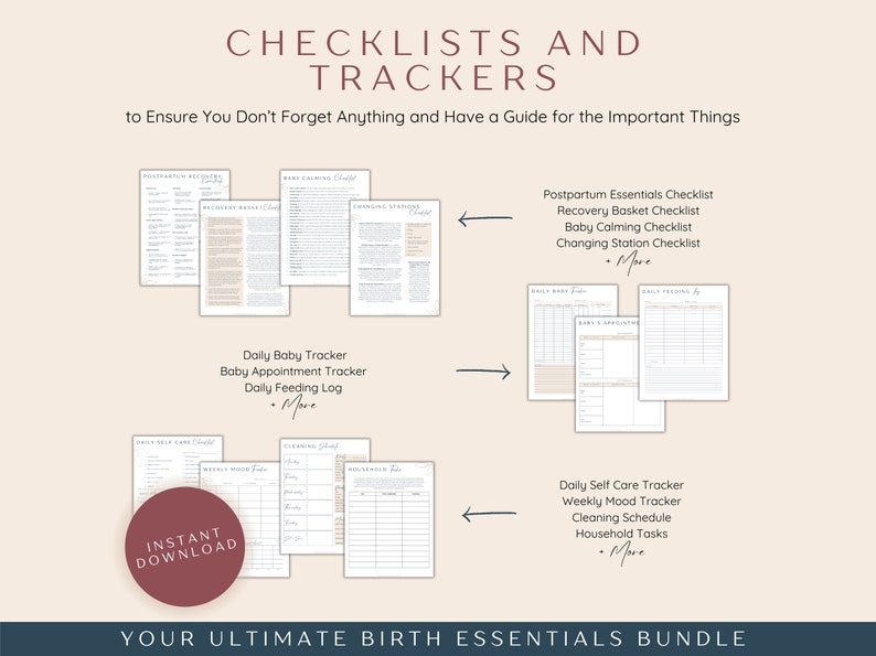 Birth Plan Template and Postpartum Planner Printable Bundle, Birth ...