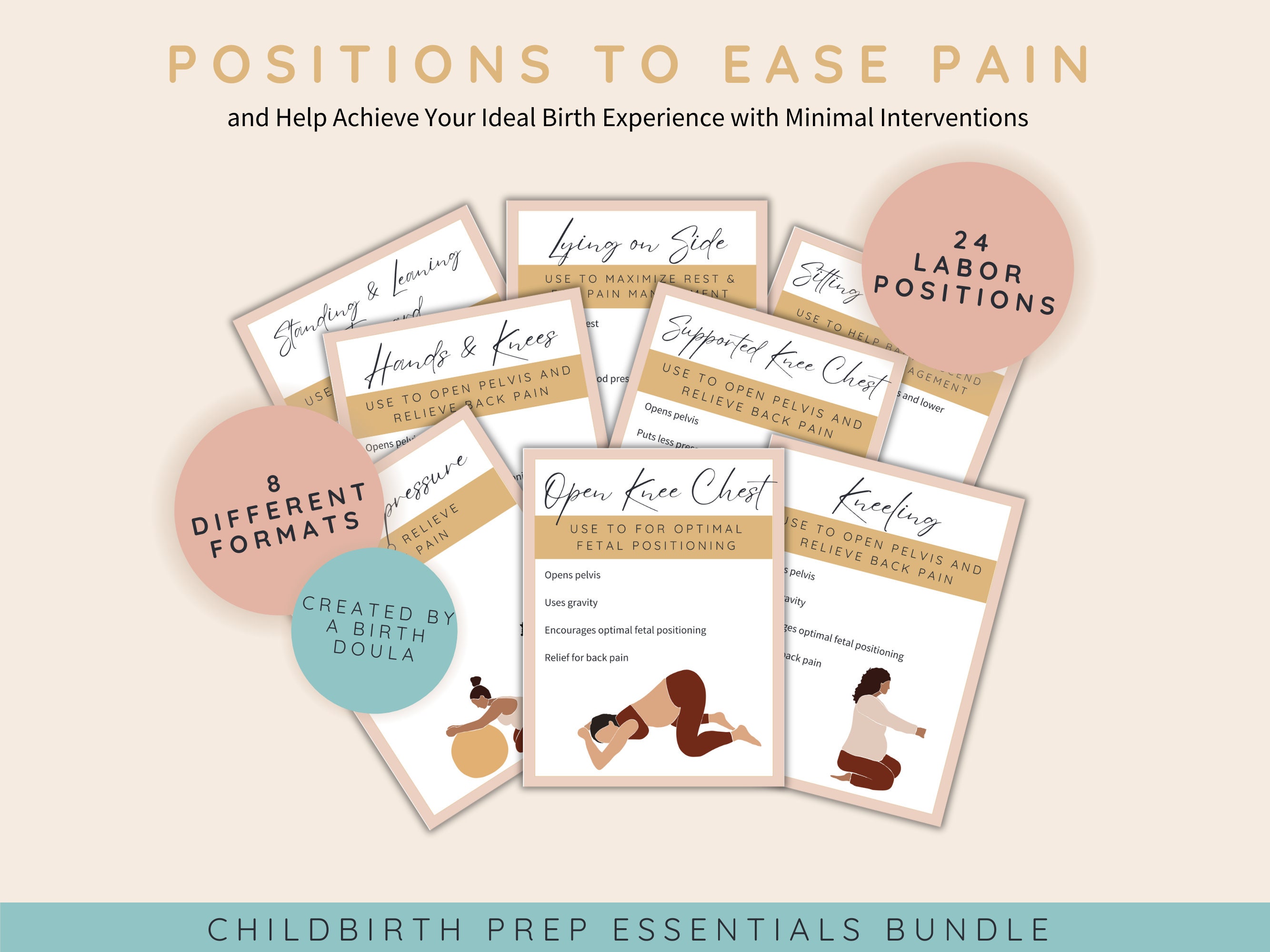 Birth Plan + Labor Position Flashcards Bundle, Printable Birth Position ...