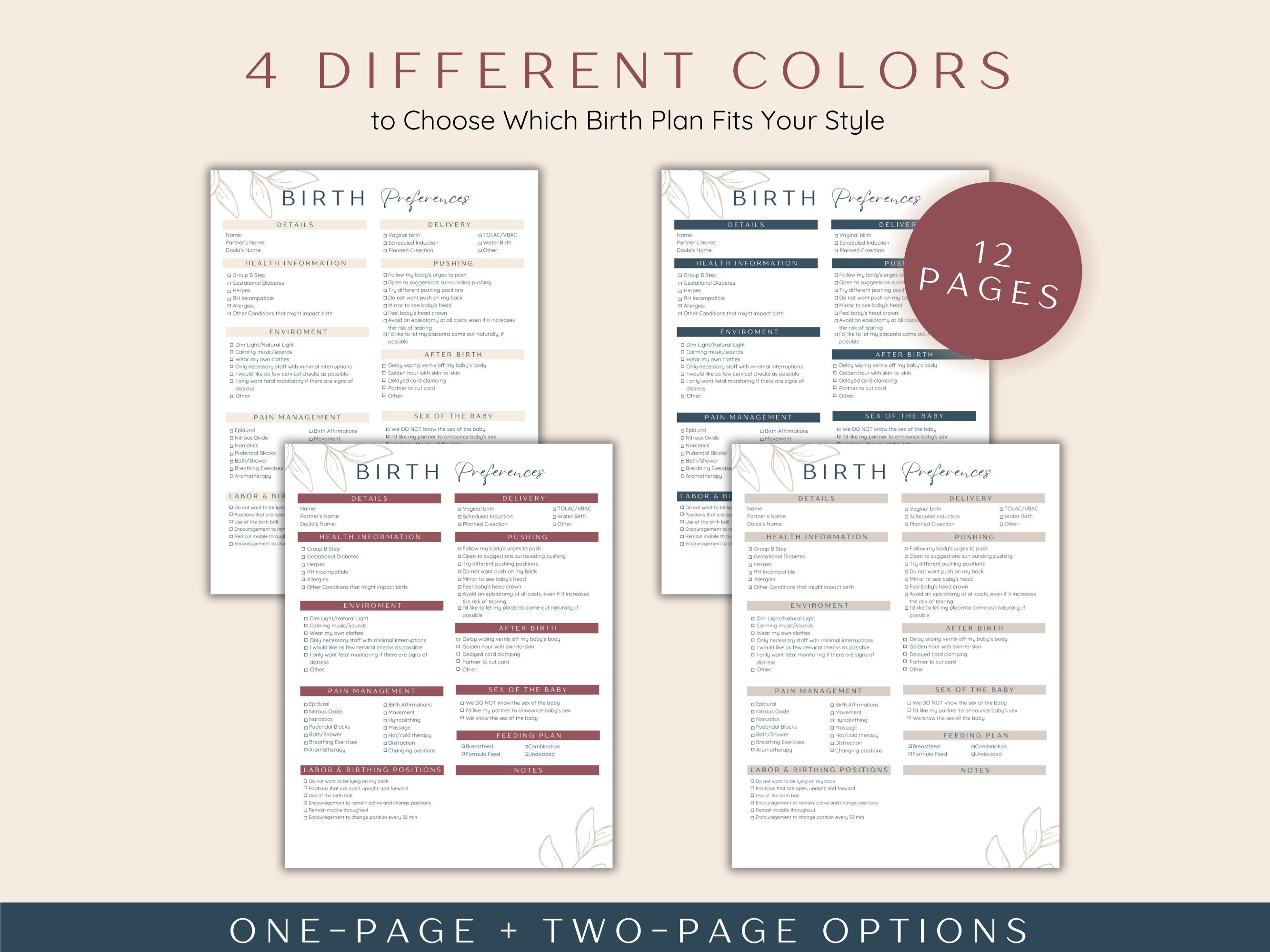 Birth Plan, Printable Birth Plan Template, Natural Birth Plan, Birthing ...