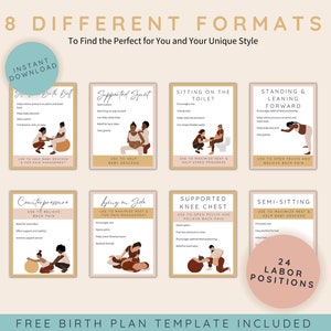 Labor Position Flashcards Bundle, Printable Birth Position Cards, Labor ...
