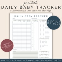 Green Baby Care Log: Newborn Tracker Printable (PDF) - Etsy
