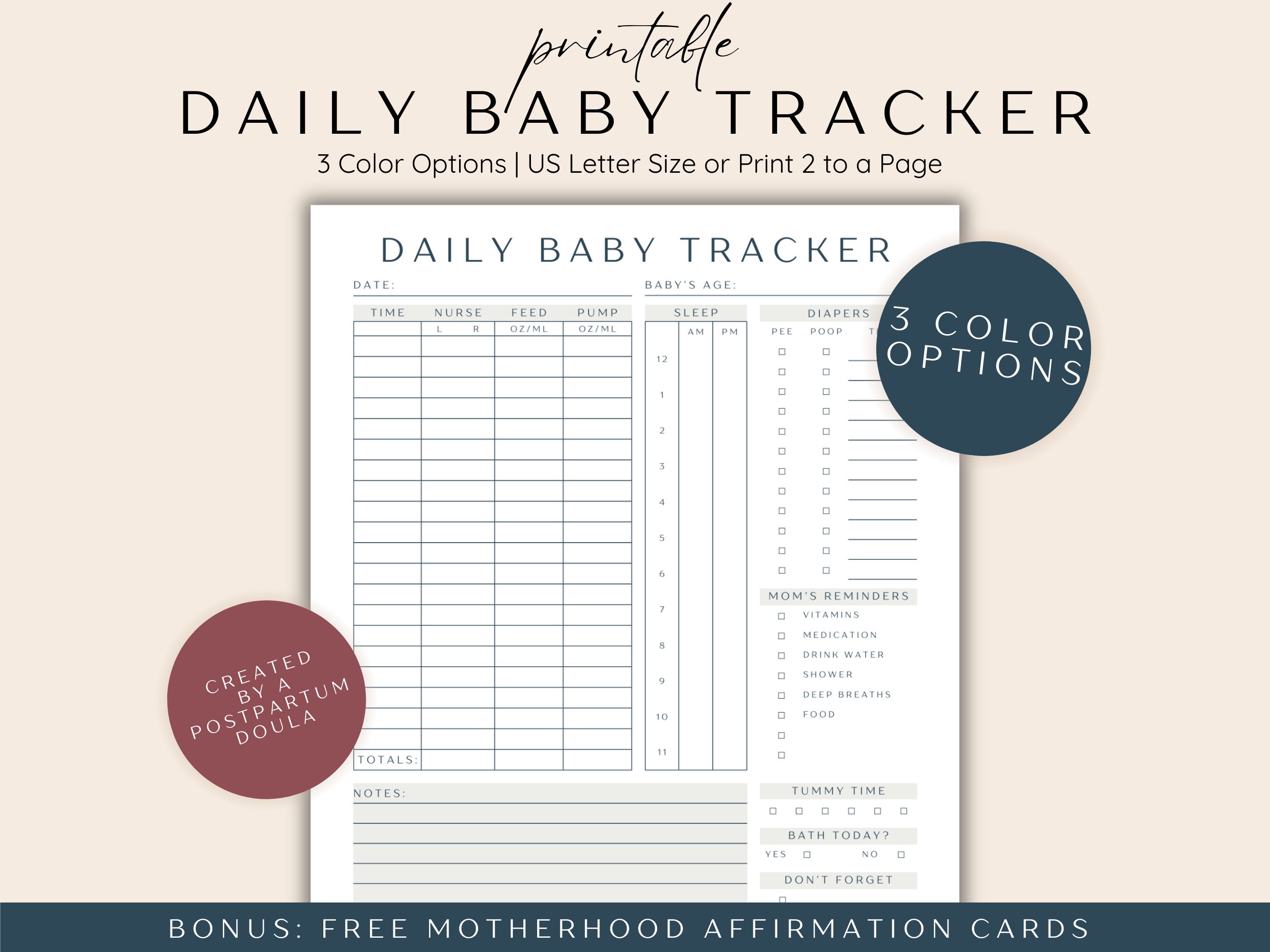Baby Tracking Log Printable, Daily Newborn Routine Tracker, DIY Infant ...