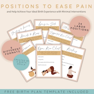 Labor Position Flashcards Bundle, Printable Birth Position Cards, Labor ...