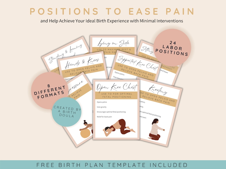 Labor Position Flashcards Bundle, Printable Birth Position Cards, Labor ...