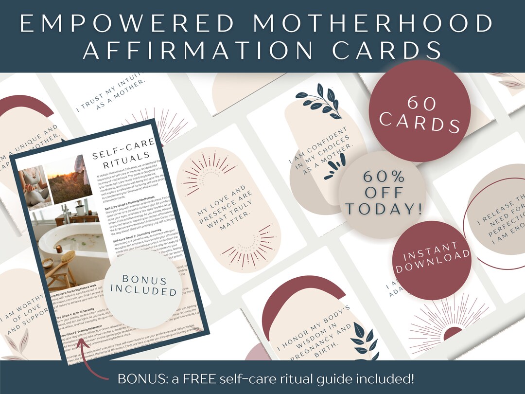 Motherhood Affirmation Cards, 60 Printable Empowerment Cards (digital ...