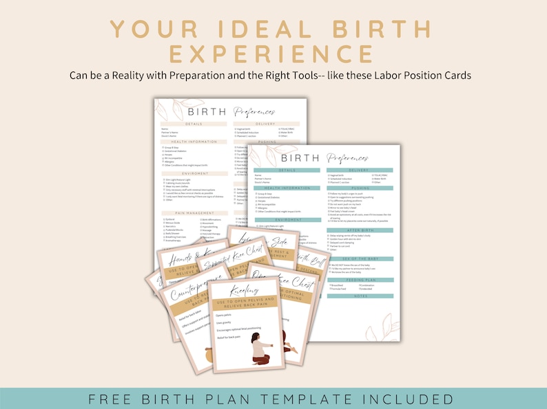 Labor Position Flashcards Bundle, Printable Birth Position Cards, Labor ...
