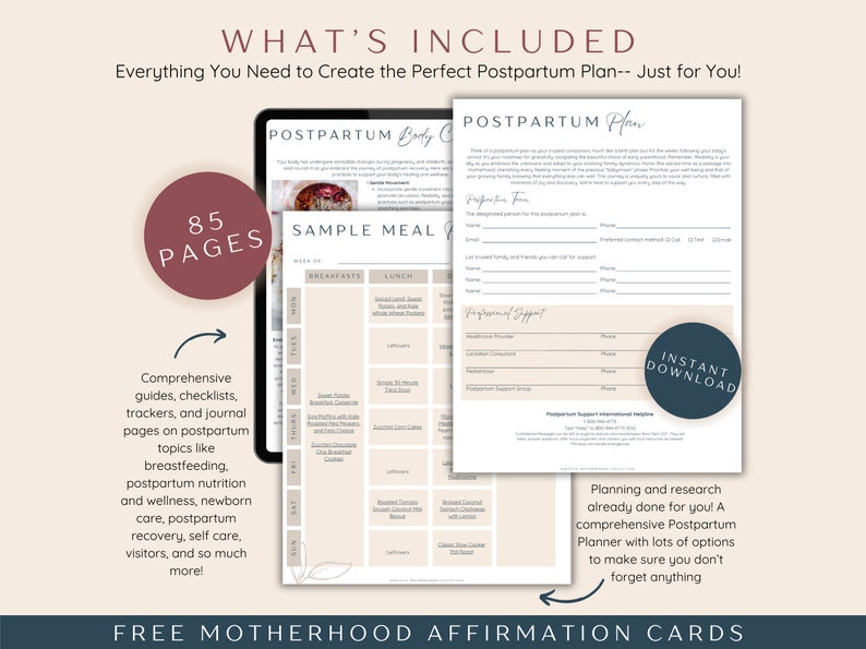 Printable Postpartum Plan Workbook, Postpartum Planner and Worksheets ...