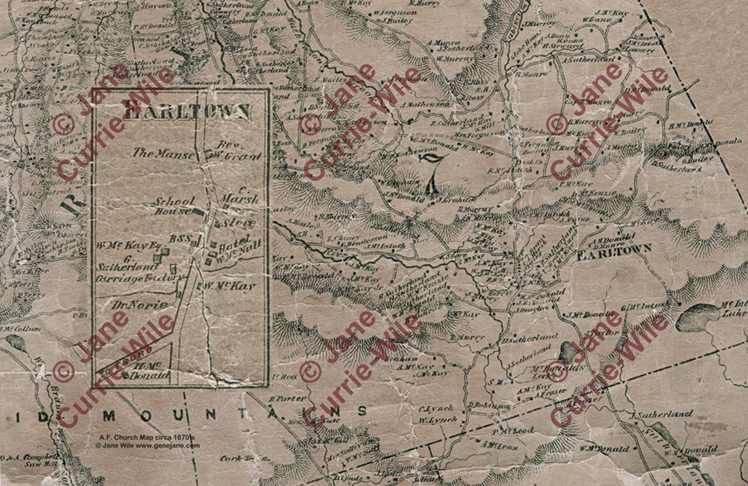 EARLTOWN Town Map , Colchester County, Nova Scotia - Etsy