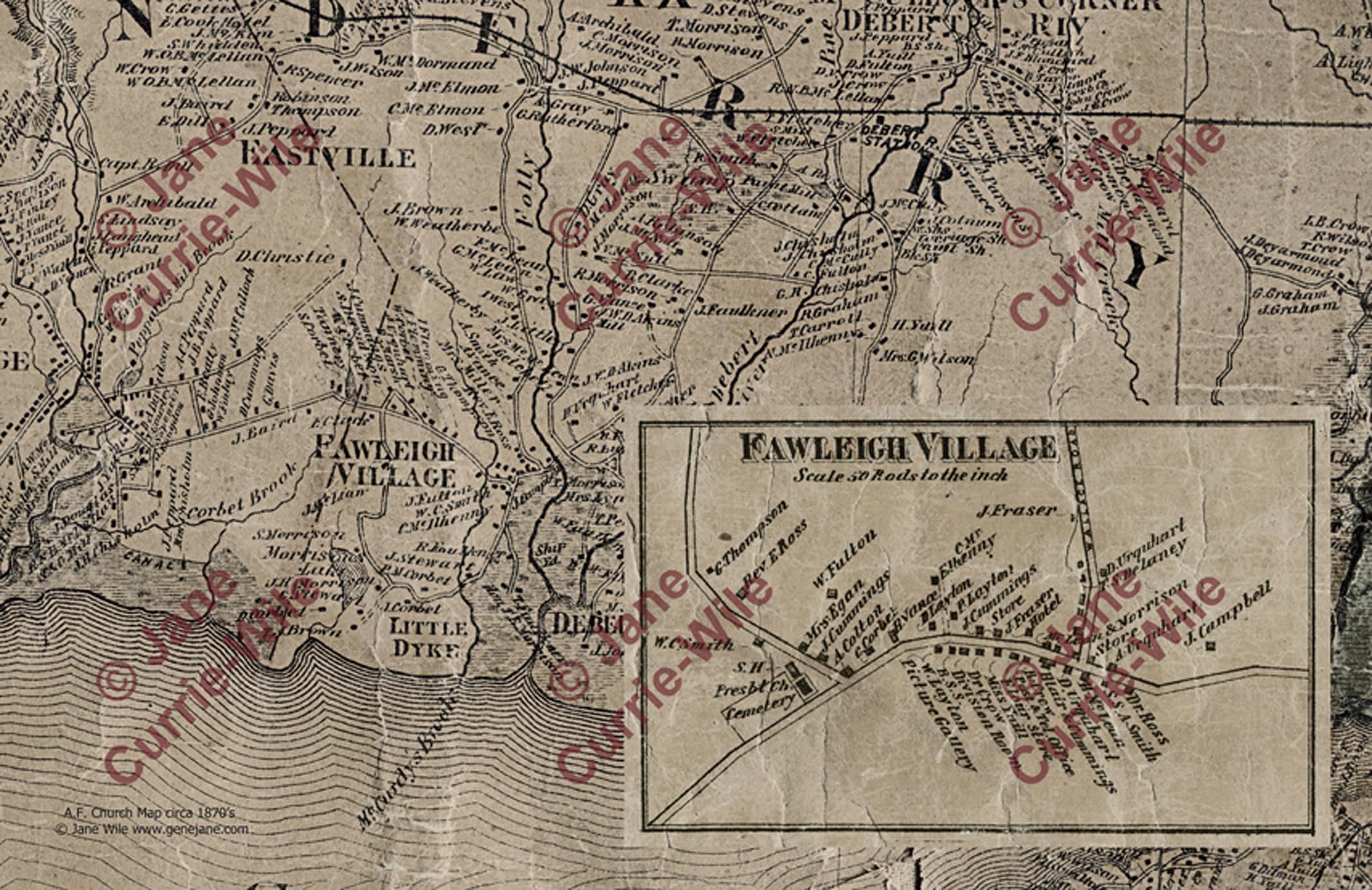 FOLLY VILLAGE Town Map Colchester County Nova Scotia - Etsy