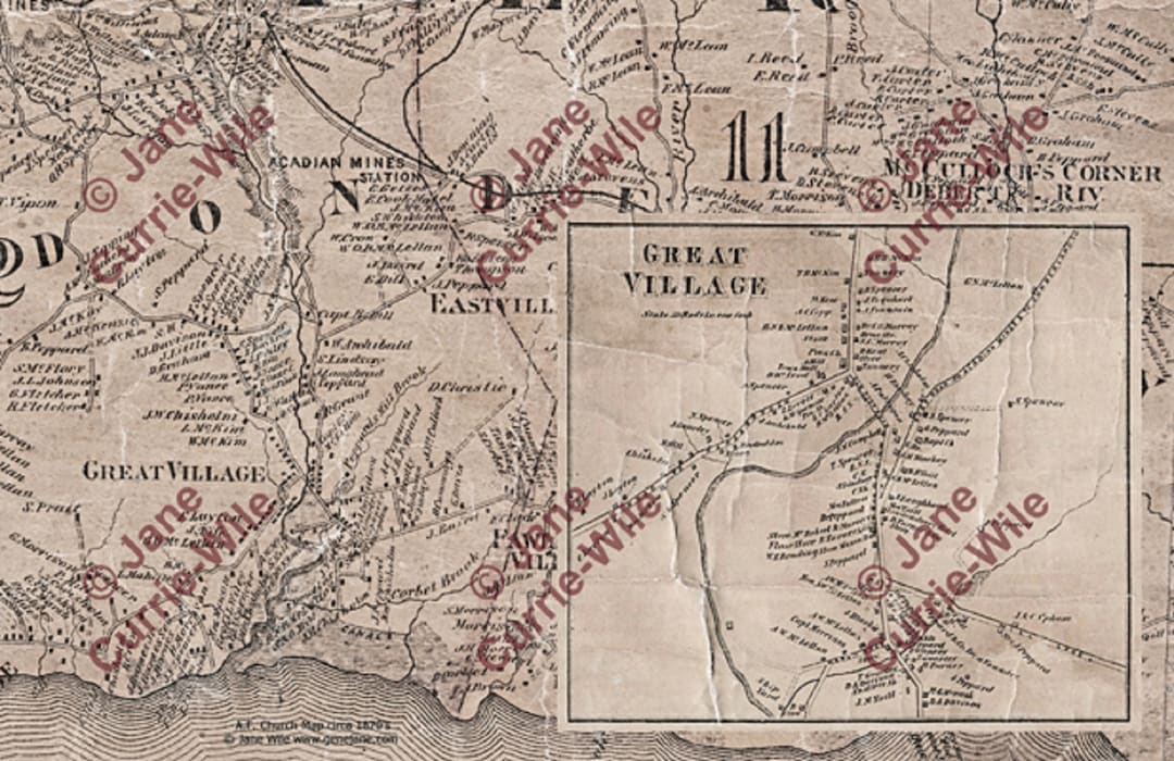 Great Village Town Map Colchester County Nova Scotia - Etsy