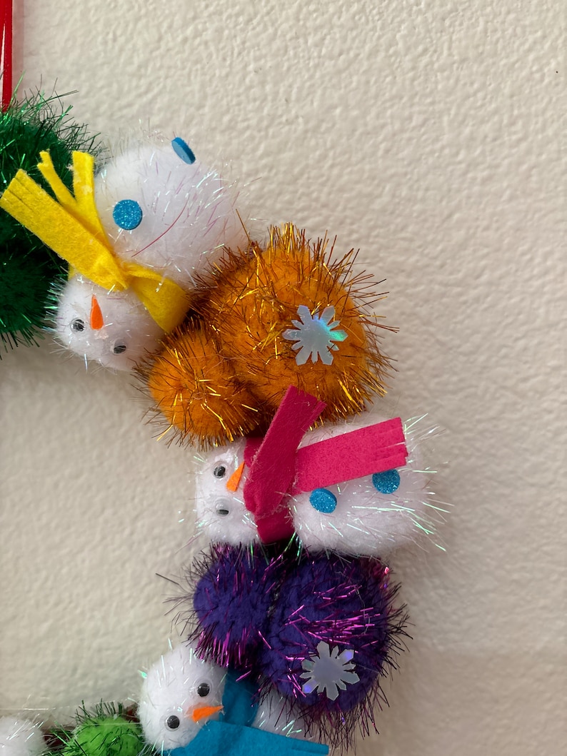 Pom Pom Snowman Wreath - Etsy