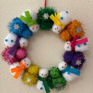 Pom Pom Snowman Wreath - Etsy