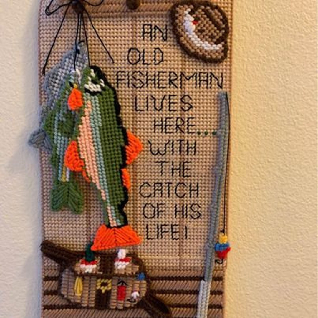 Plastic Canvas Fisherman Wall Hanging - Etsy