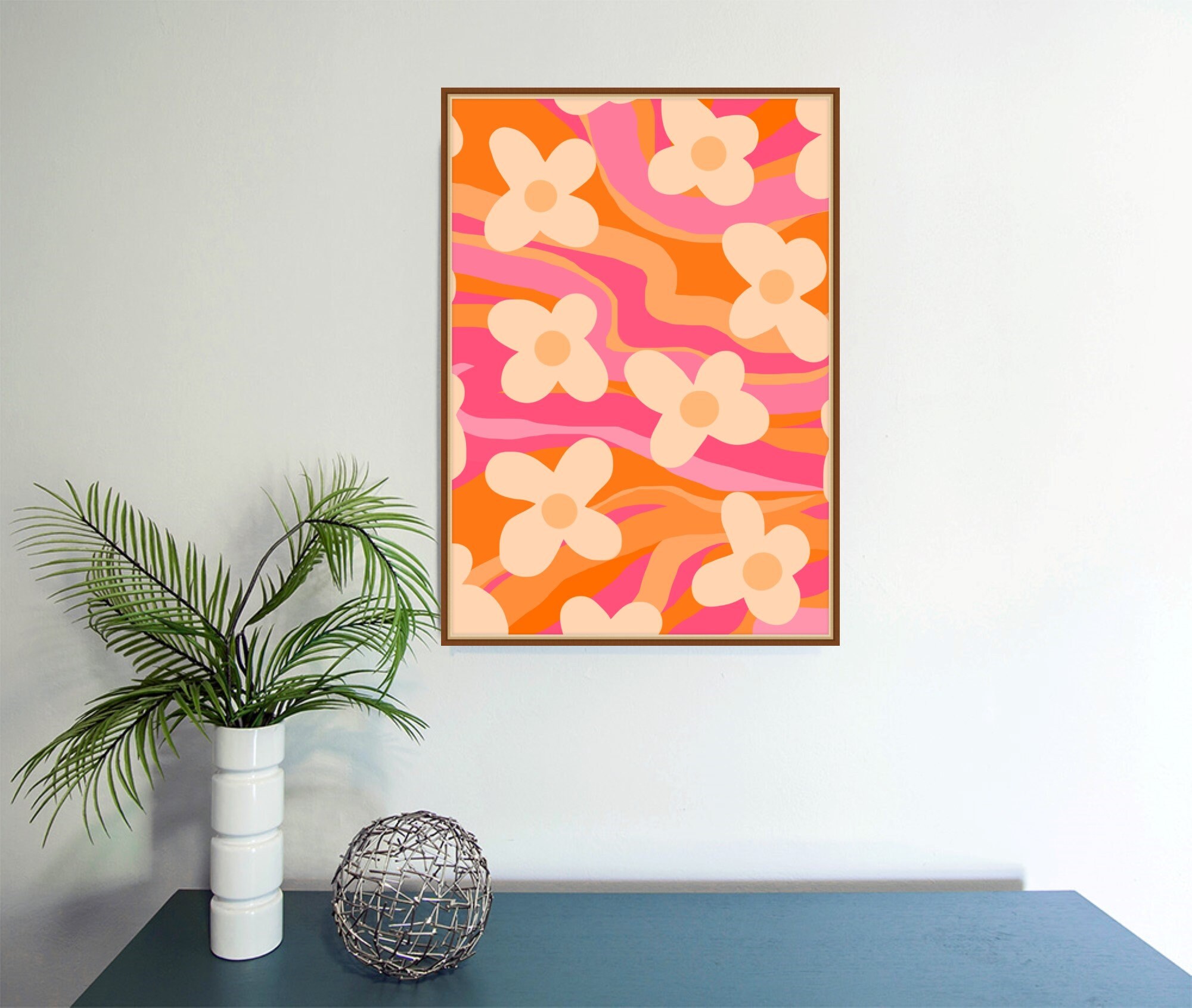 Groovy Flower Power Poster Retro 70s Vintage Daisy Pink | Etsy