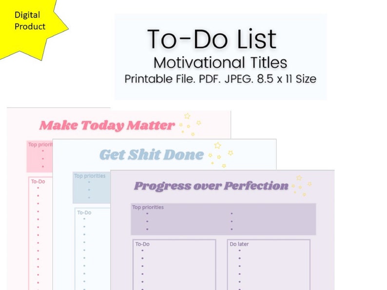 Printable to Do List Motivational Quotes Colorful Digital Product ...