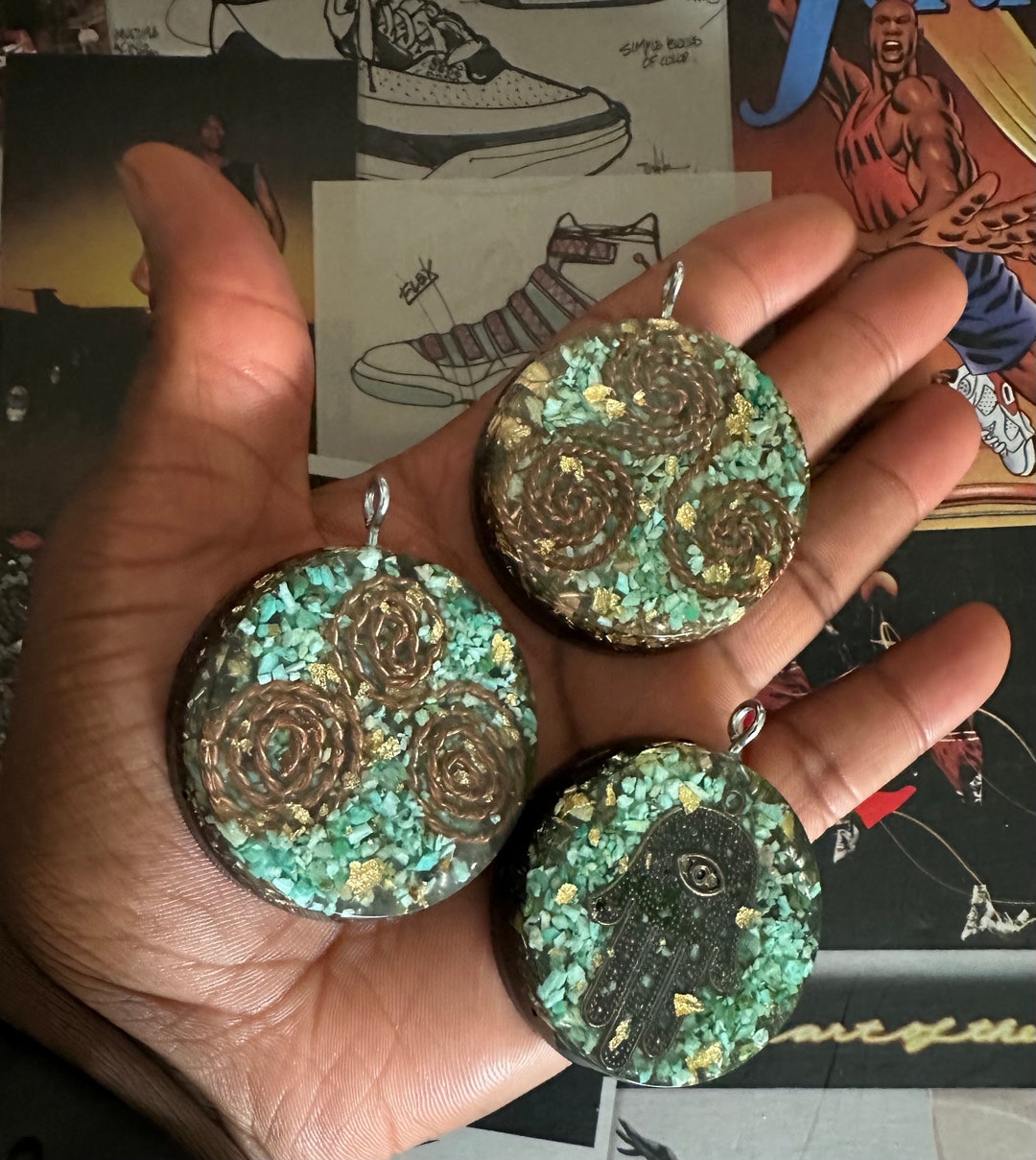 Sacred Geometry Orgonite Pendants *glow in the Dark* Triskelion - Etsy