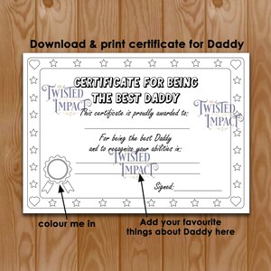 DDLG Digital Colouring Page Certificate for Daddy, Printable Coloring ...