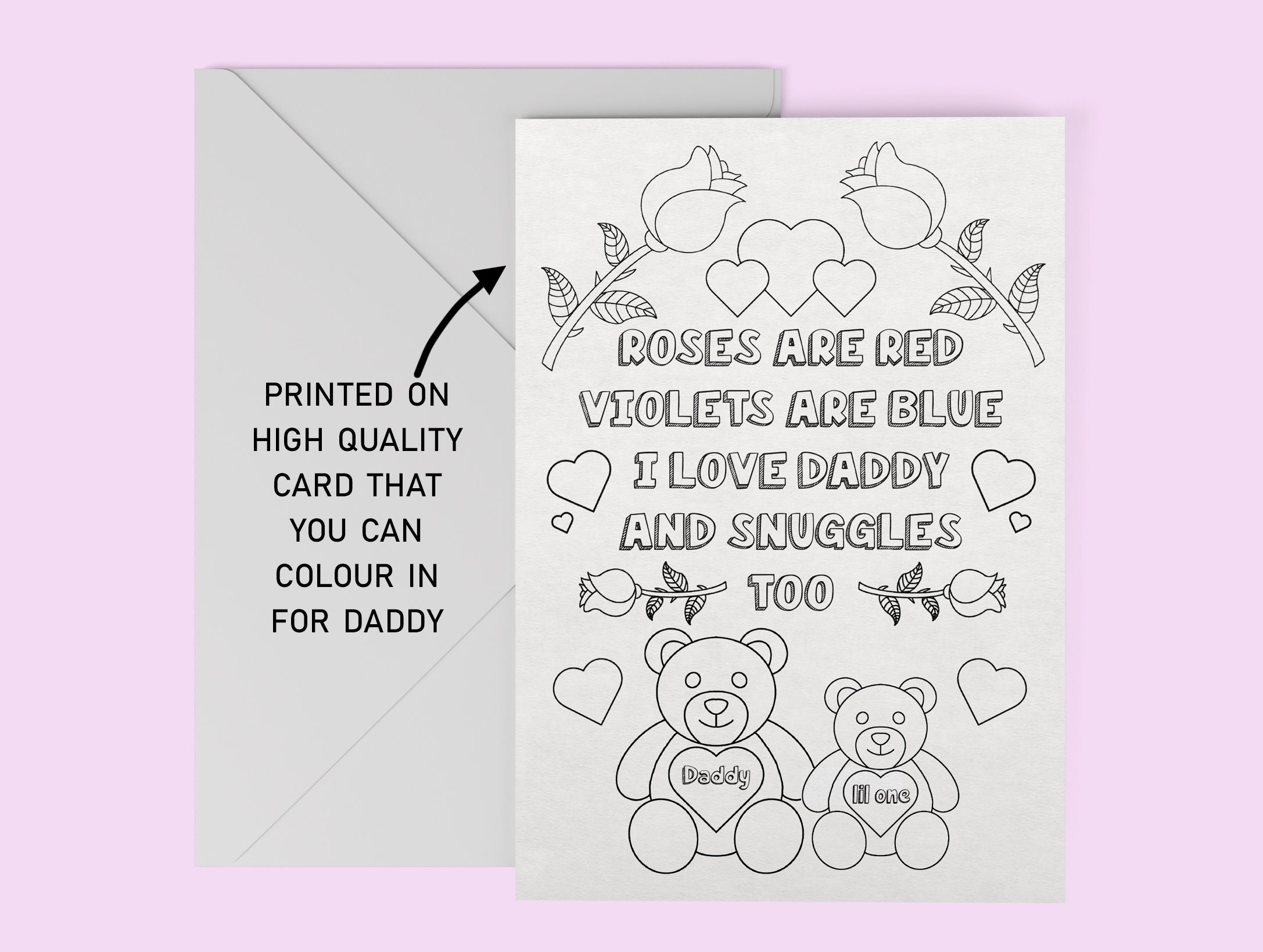 Colour in Card for Daddy Roses Are Red Coloring Card for Him Cute DDLG ...