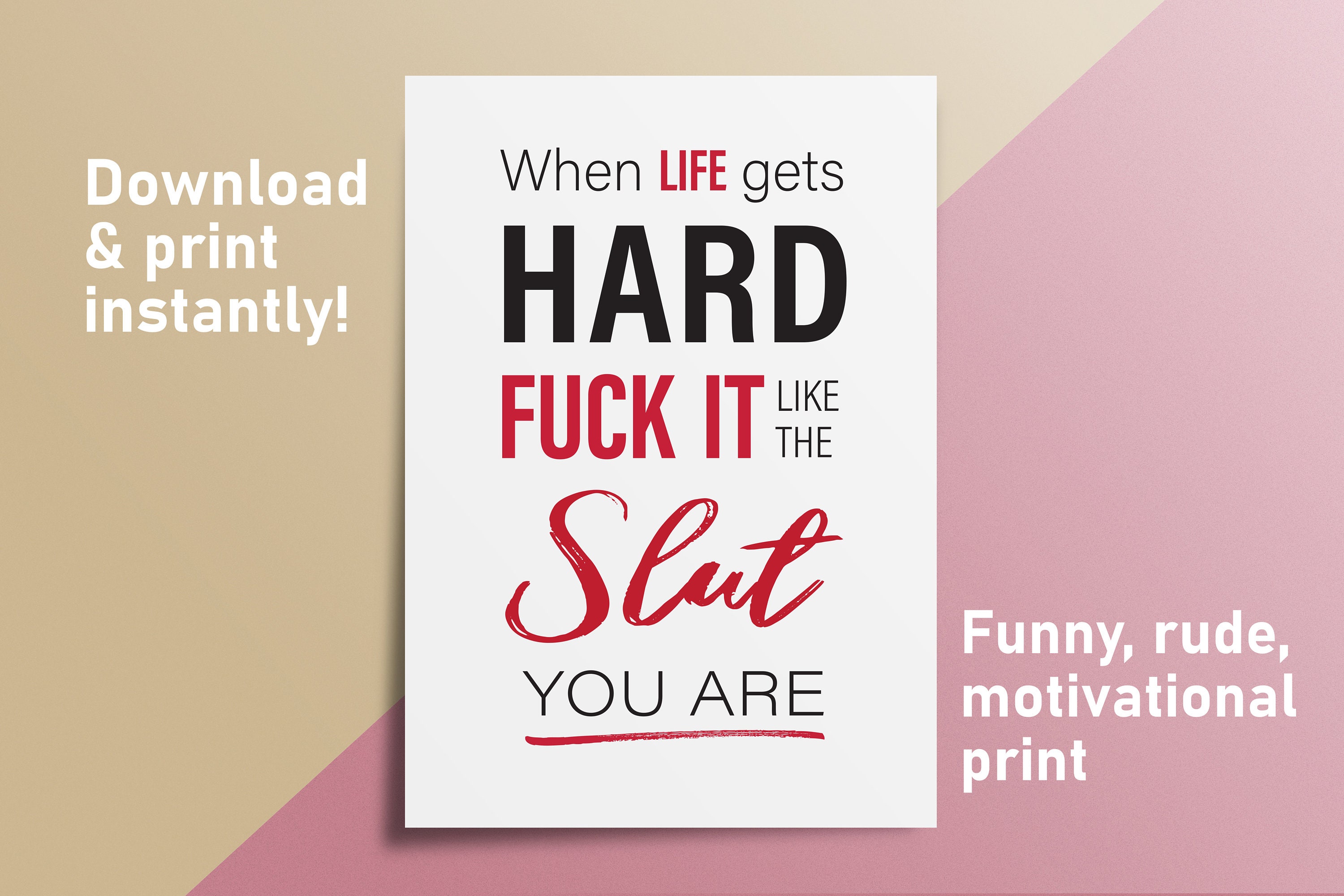 Funny Rude Motivational Quote Downloadable Typography Print - Etsy