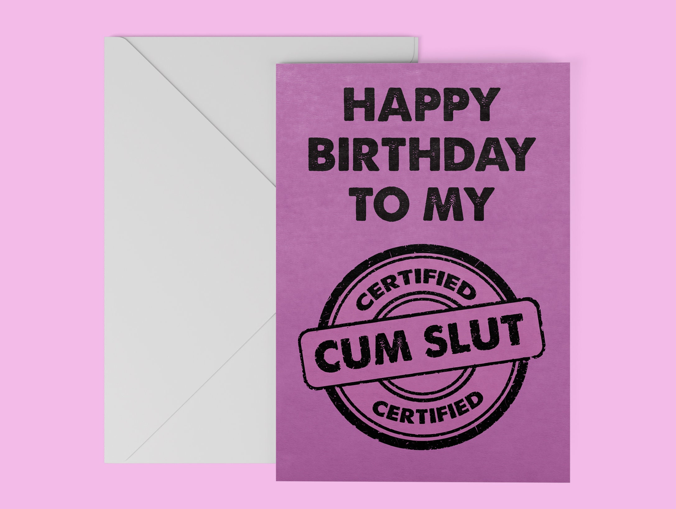 Kinky Bdsm Birthday Card Certified Cum Slut Rude Birthday Card For Her