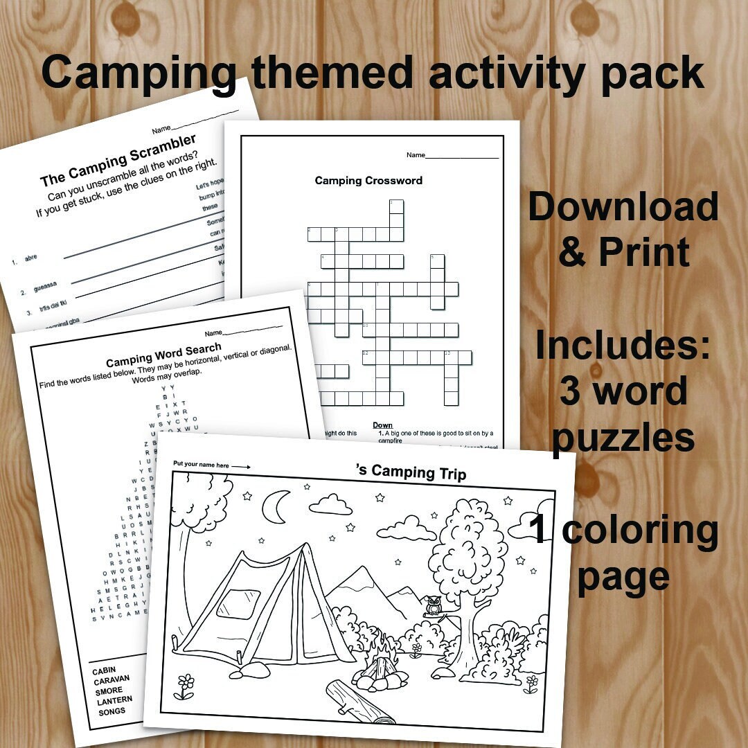 Littlespace Camping Themed Activity Pack Word Puzzles - Etsy