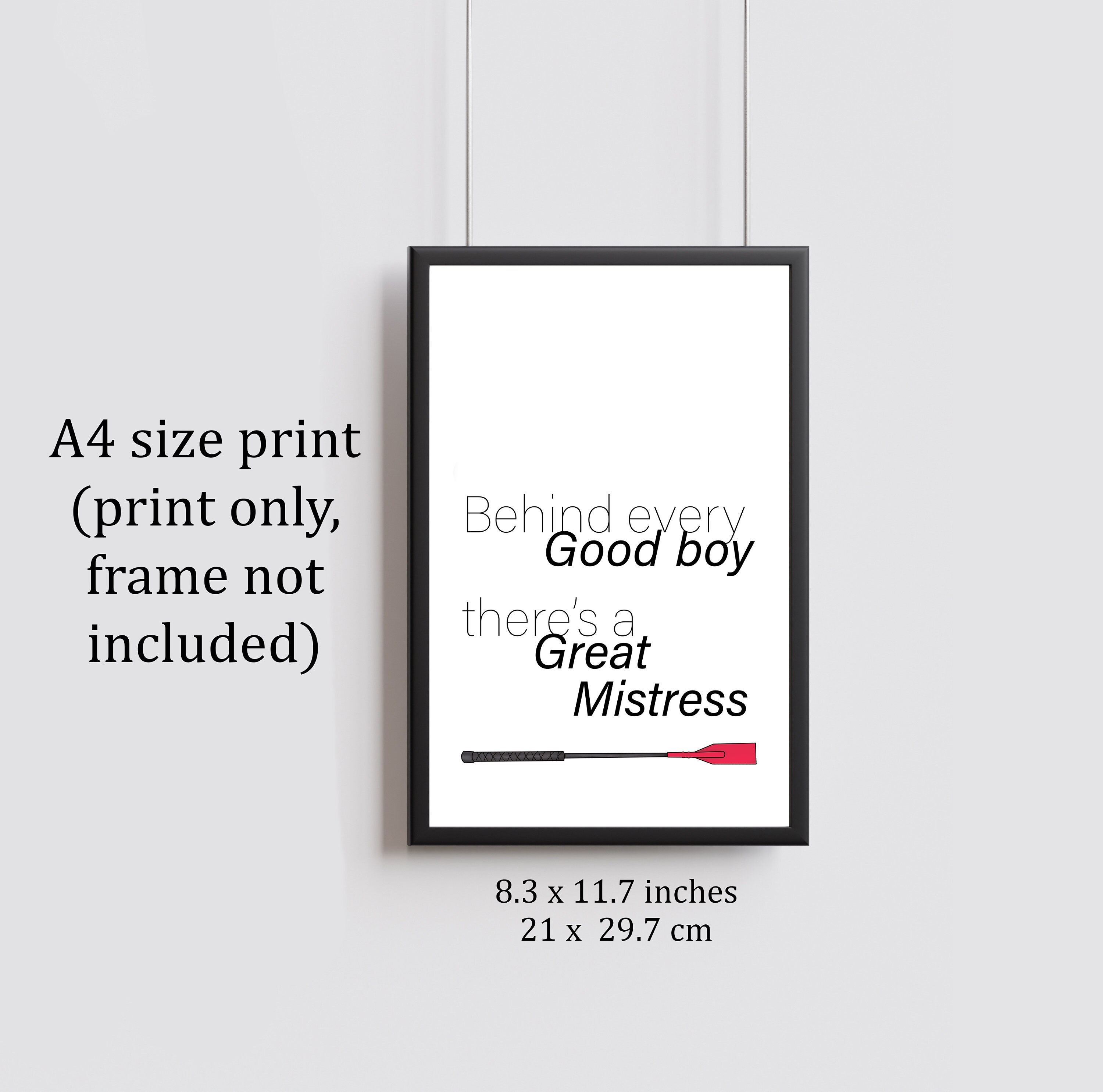 Kinky Wall Art Print - Mistress Good Boy - Funny Bdsm Print Poster Wall ...